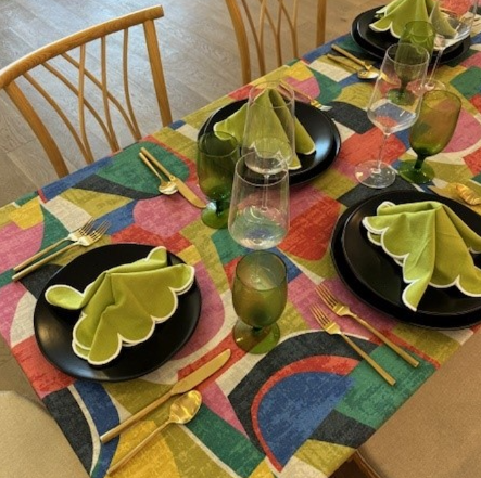 Amplify your table setting with our Kiwi Cotton Scalloped Napkin paired ...