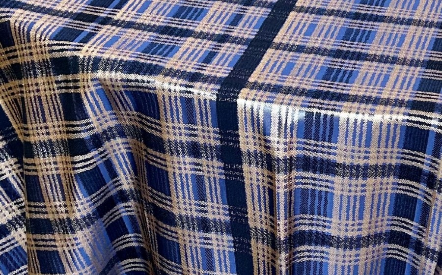Indigo Metallic Plaid