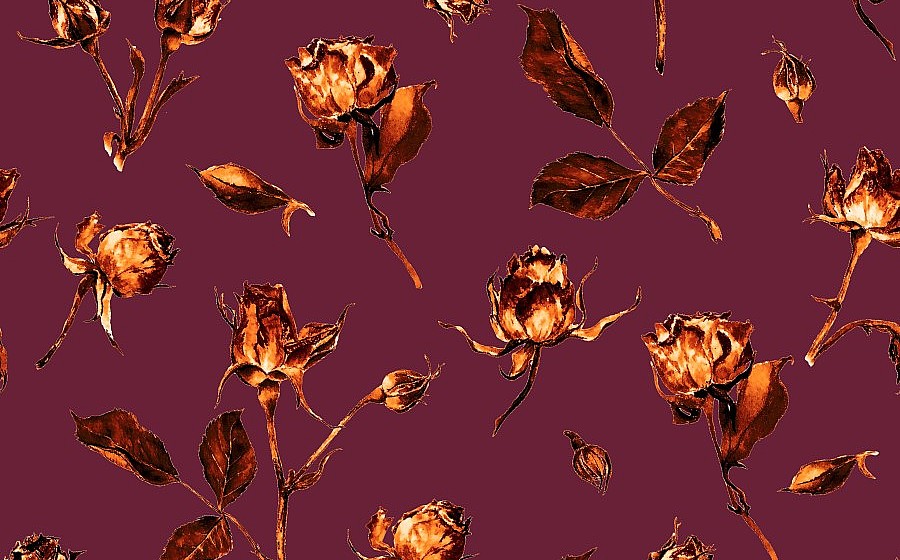 Sepia Watercolor Rose Panama Drape