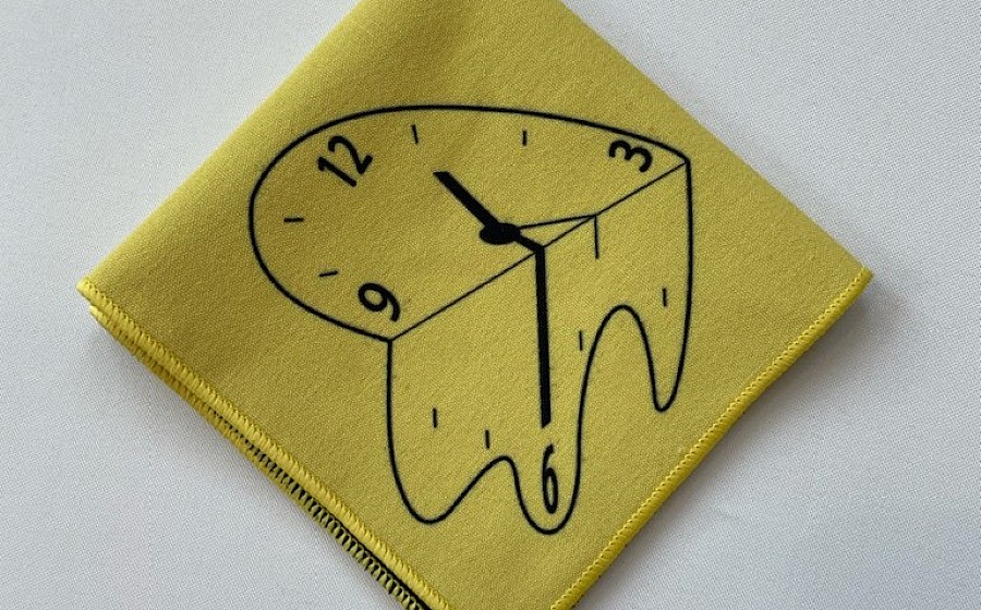 Lemon Dripping Clock Print Cotton Cocktail Napkin