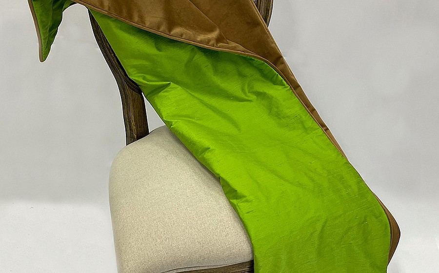 Lime Raw Silk with Golden Velvet Backing Throw