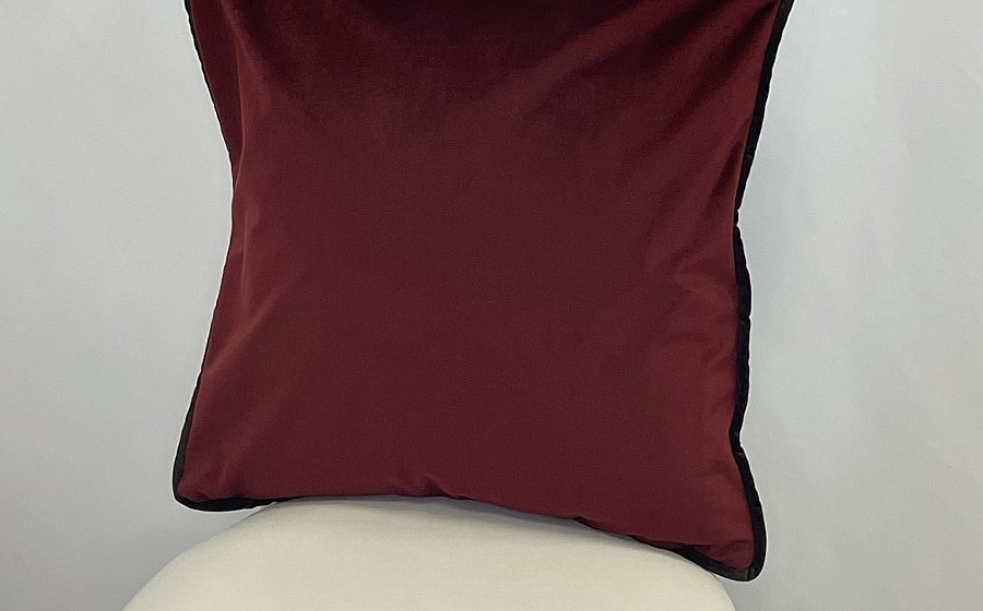 Merlot Velvet with Brown Piping Pillow