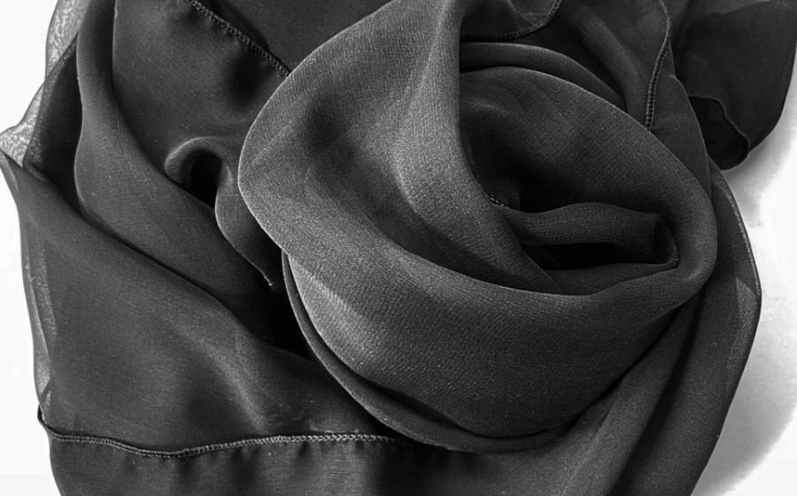 Black Silk Chiffon Runner