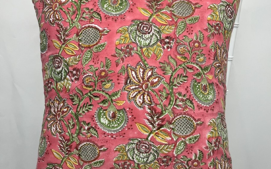 Coral Indian Block Print Pillow