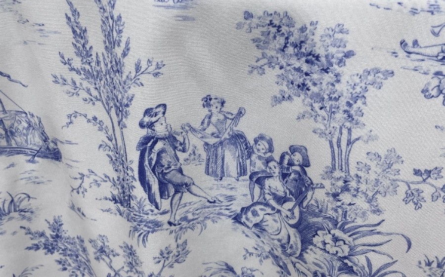 Ivory with Navy French Toile