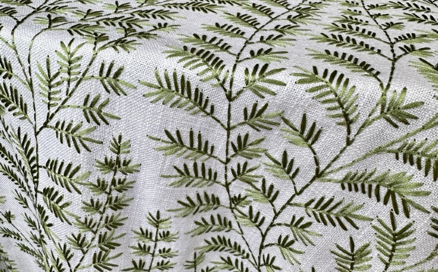 Green Embroidered Fern
