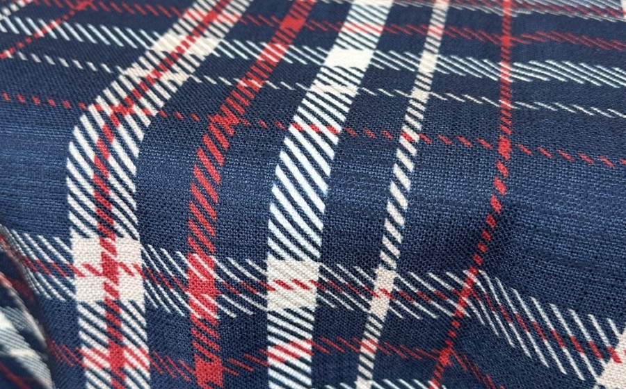 Mosaic - Navy Cabin Plaid Panama