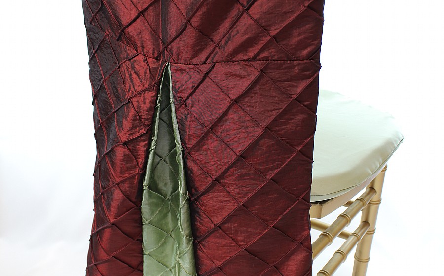 Red Mini Pintuck with Sage Pintuck Pleat Chiavari Tuxedo Chair Back